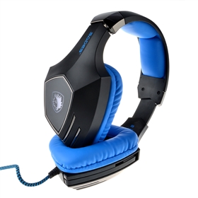 SADES A60 Wired Gaming Headset Retractable Mic 7.1 Surrounding Sound blue