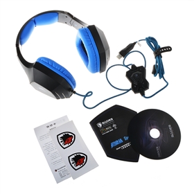 SADES A60 Wired Gaming Headset Retractable Mic 7.1 Surrounding Sound blue